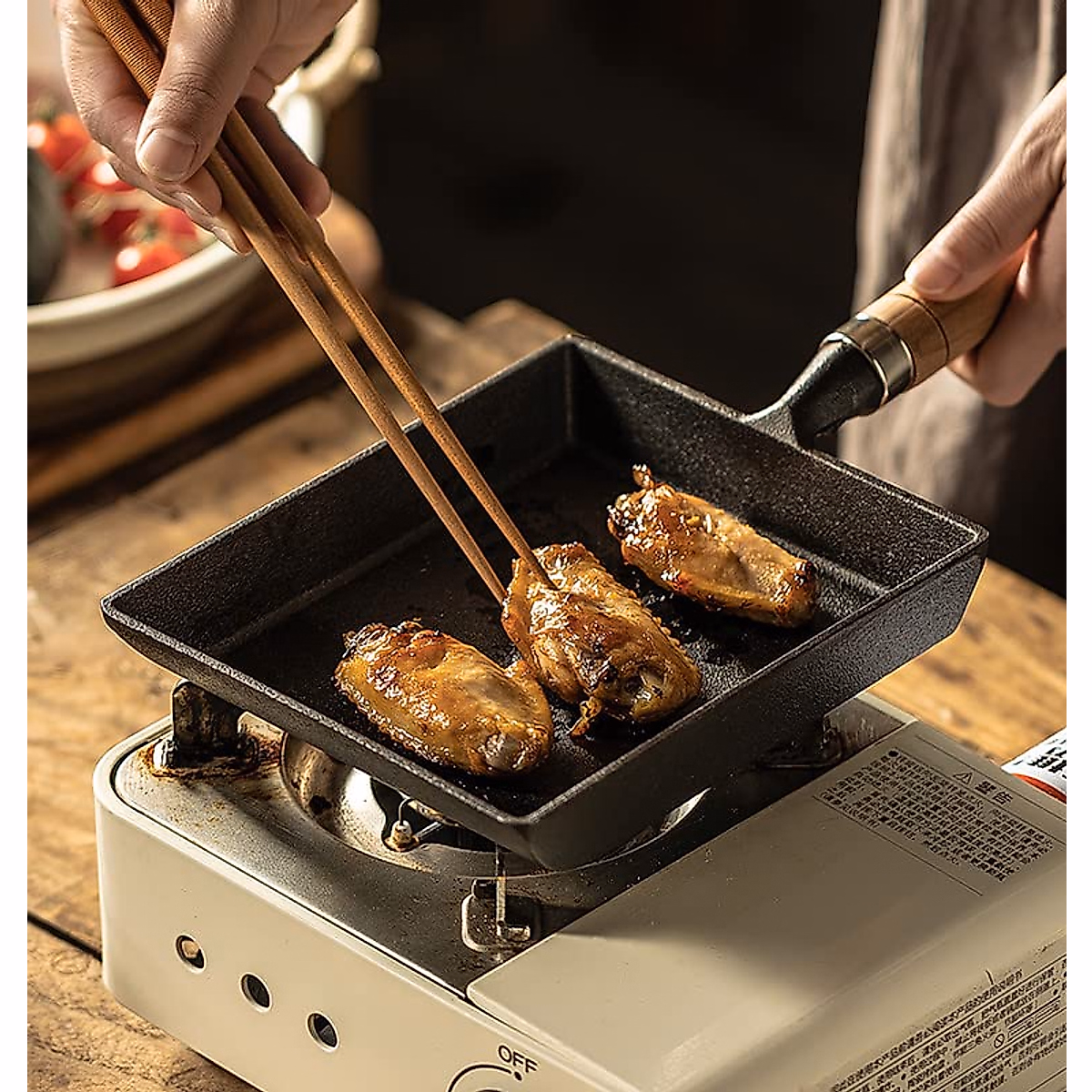 Rong Tian X Tamagoyaki Japanese Omelette Pre-Seasoned Mini Skillets Wooden Handle 9×7 Inch