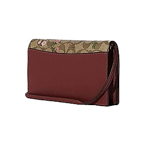 Coach Women's Anna Foldover Crossbody Clutch (Signature Canvas - Wildflower Print - Khaki)