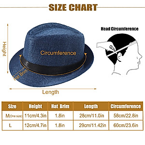 Ultrafun 5 Pack Short Brim Fedora Classic Summer Beach Sun Hat Panama Straw Cap for Men Women (5Pack-Black+White+Khaki+Blue+Wine Red)