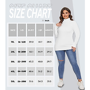 COOTRY Womens Plus Size Fleece Lined Turtleneck Mock Neck Tops Long Sleeve Thermal Shirts Base Layer White 3XL
