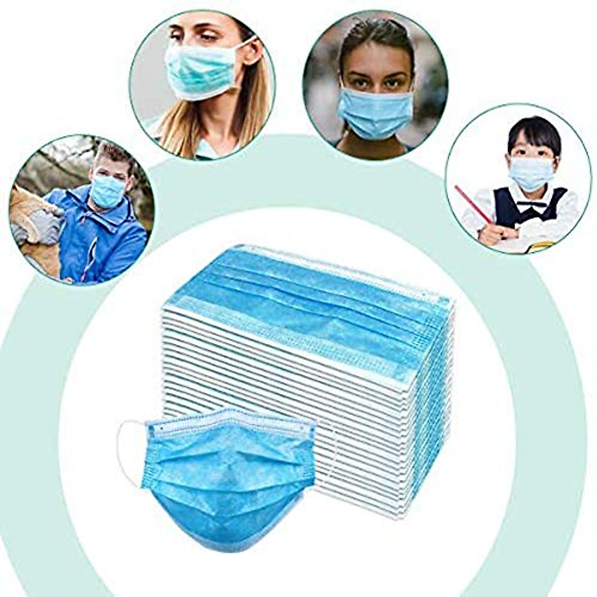 ApePal 50PCS 3-ply Disposable Face Masks with Elastic Earloop Mouth Cover Breathable Masks for Adult,Blue