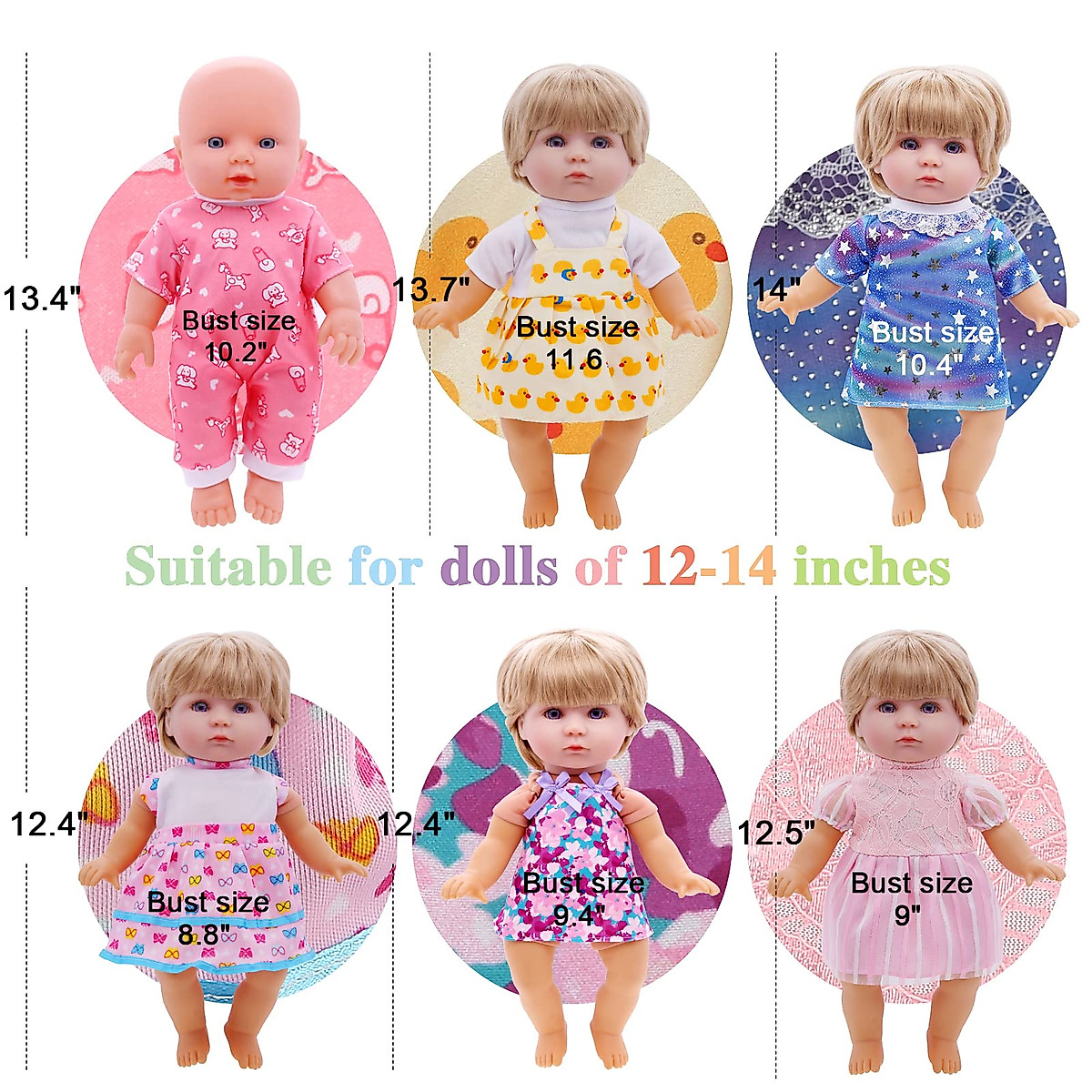 Girl Doll Clothes and Accessories 12 Sets Doll Clothes for 12 Inch Dolls Alive-Baby Doll Clothes Dress Pajamas Swimsuits Lovely Baby Doll Outfits Accessories for Christmas Birthday for Little Girl