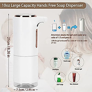 Automatic 10oz/300ml Rechargeable Touchless Sensor Foaming Pump Hands Free 3 Level Adjustable Hand Soap Dispenser for Bathroom Kitchen