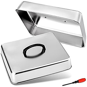 ZEAYEA 2 Pack 13 x 11.3 Inch Griddle Basting Cover, Stainless Steel Cheese Melting Domes, Rectangular Metal Steaming Cover, BBQ Grilling Accessories for Flat Top Griddle, Indoor or Outdoor Camping