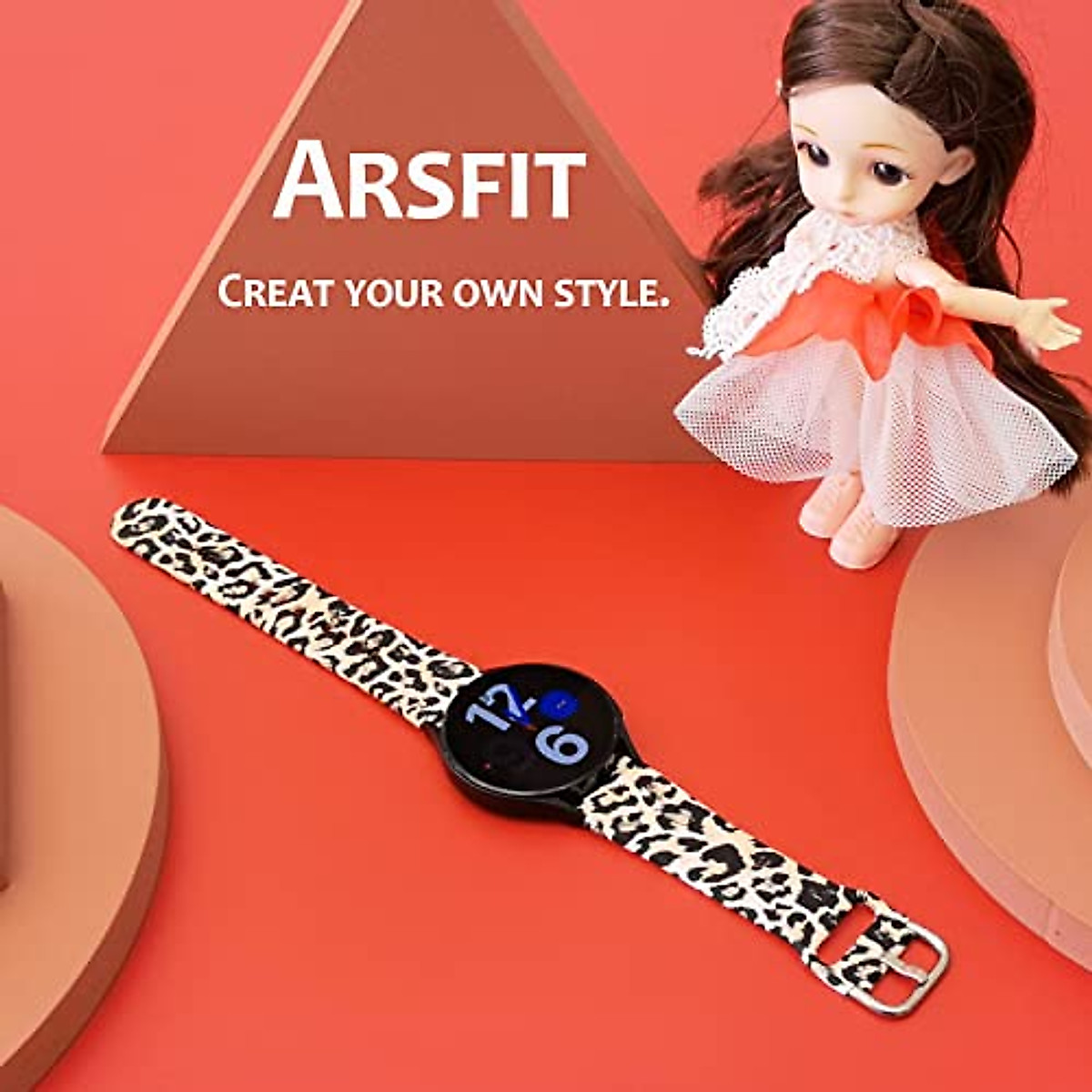 Arsfit Fancy Bands Compatible for Samsung Galaxy Watch 6/ Galaxy Watch 5 40mm 44mm 43mm 45mm 47mm / Galaxy Watch 4 40mm 44mm / Watch 4 Classic 42mm 46mm Band, Print Silicone Pattern Replacement Strap for Women Men Ladies Girls
