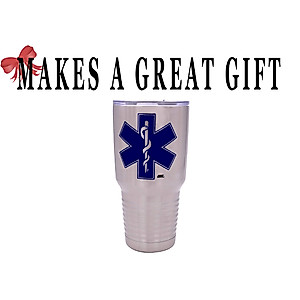Rogue River Tactical EMT EMS Star of Life 30 Ounce Travel Tumbler Mug Cup w/Lid Paramedic Gift Ambulance