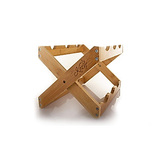 Kozy Kitchen Countertop Wine Rack- 100% Organic Bamboo- Wine Organizer- Wine Holder- Tabletop Display (100% Bamboo- Foldable)