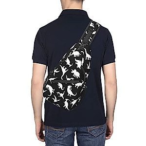 Cute Funny Dino Sling Bag Crossbody Backpack for Women Men Travel Hiking Daypack Dinosaur Crossbody Shoulder Bag