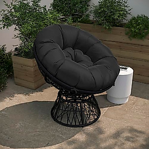 Flash Furniture Bowie Comfort Series Black Swivel Patio Chair with Black Cushion