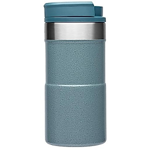 STANLEY NeverLeak Travel Mug .35L / 12OZ Hammertone Ice – Leakproof - Tumbler for Coffee, Tea & Water - BPA FREE - Stainless-Steel Thermo Cup - Rotating lid covers drink - Dishwasher Safe