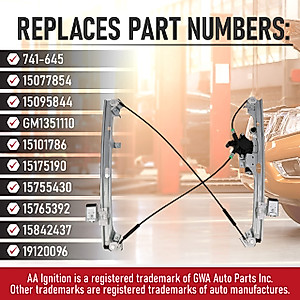 Replacement Front Passenger Power Window Regulator with Motor - Compatible with Cadillac, Chevy, GMC - Escalade, Silverado 1500HD, Suburban 2500, Tahoe, Sierra 3500 Classic, Yukon - Replaces 741-645