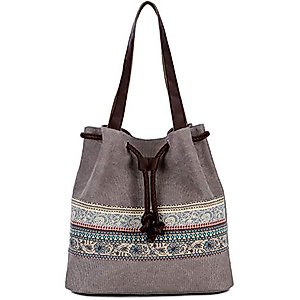 ArcEnCiel Canvas Tote Bag for Women Shoulder Purse Beach Handbags Work School Travel Shopping Pack (Gray)