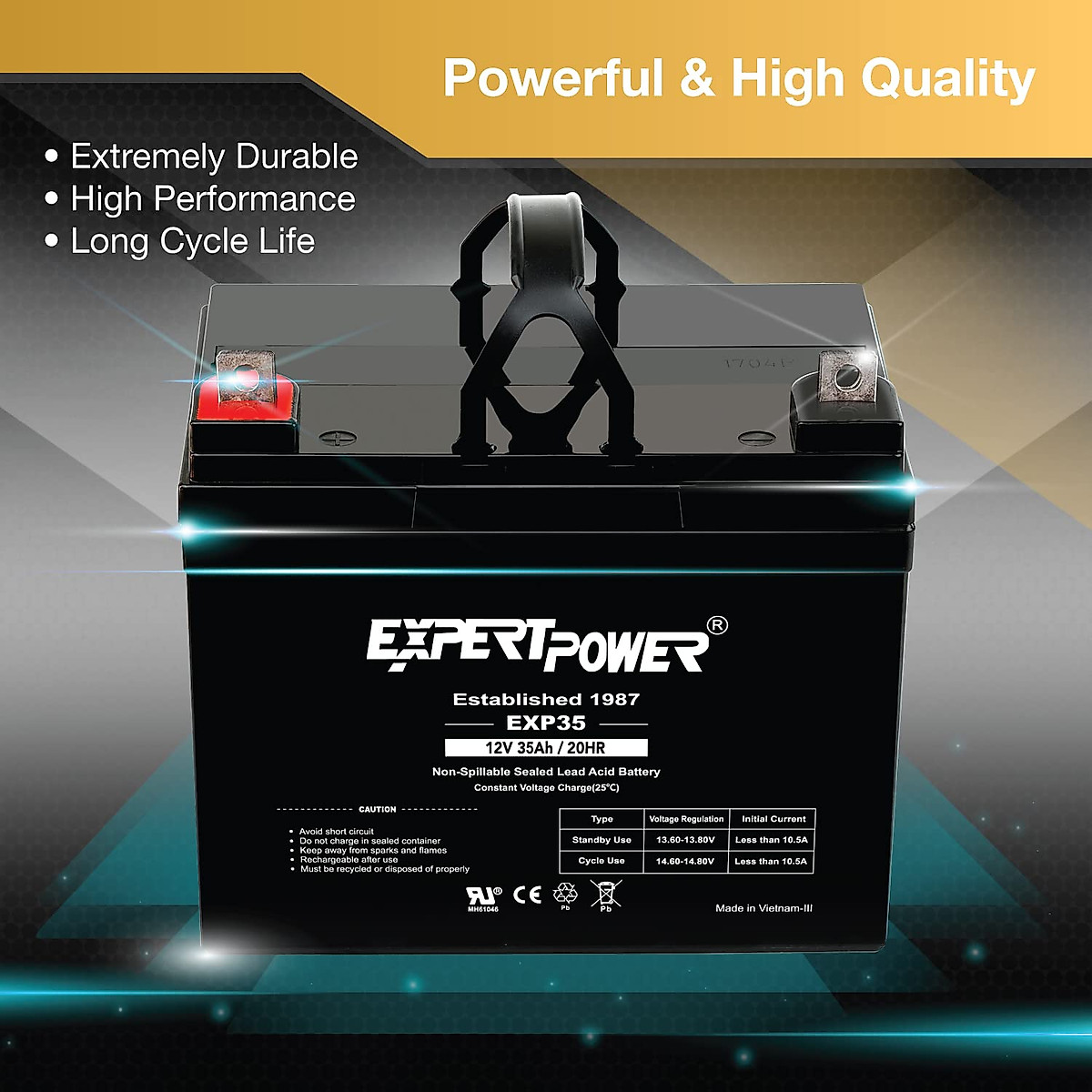 ExpertPower 12 V 35 AH EXP 12350 Sealed Lead Acid Battery Deepcycle Solar Energy Storage