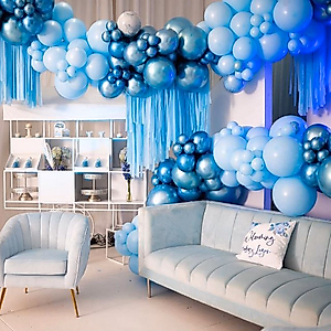 Felice Arts 161Pcs Boy's Birthday Blue Macaron Balloons Garland Kit Dark and Baby Blue Chrome White Balloons Arch Kit for Baby Shower Wedding Party Decoration