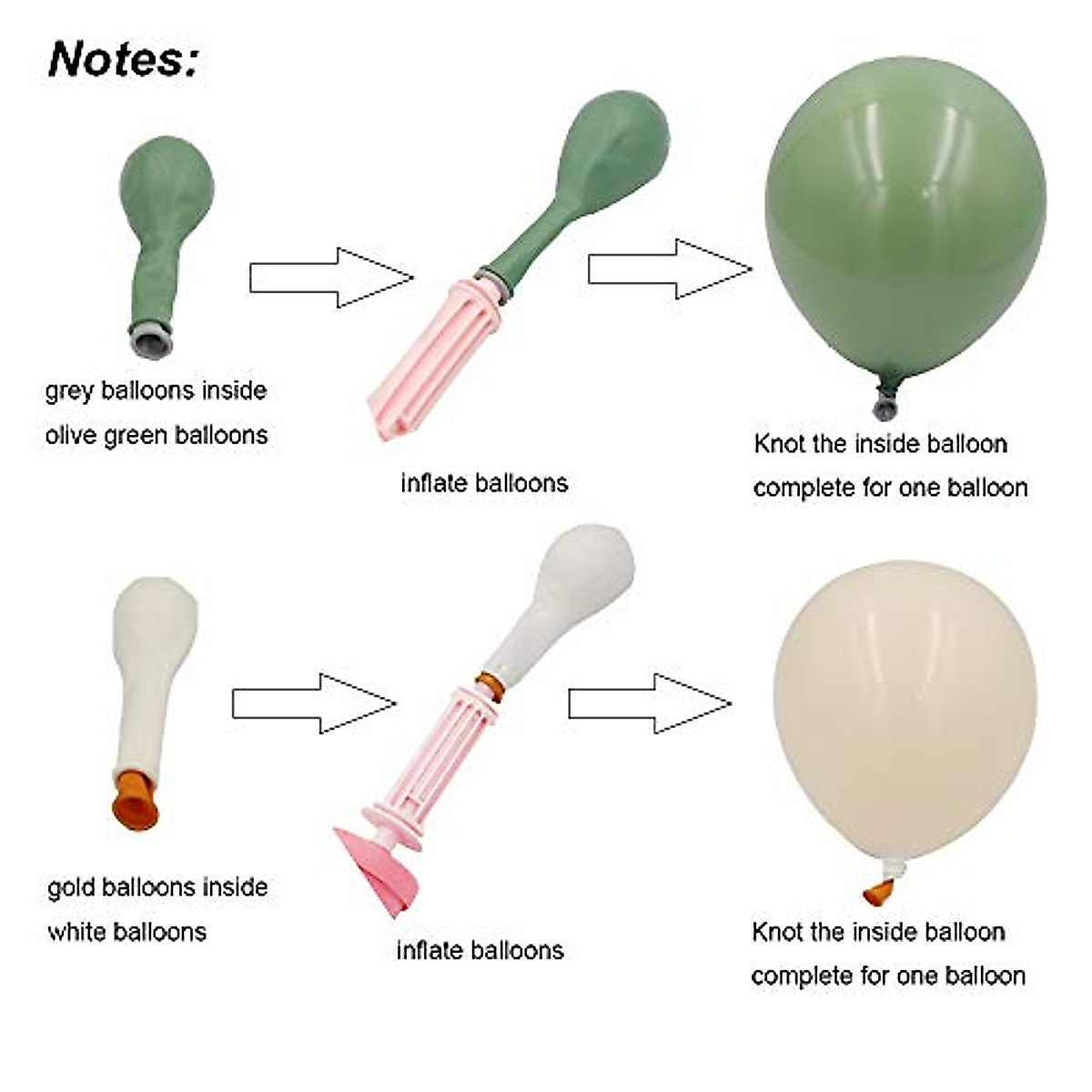 Sage Green Balloon Garland Arch Kit- Double Stuffed Sage Green Balloons Ivory White Metallic Chrome Gold Balloons for Baby Shower Jungle Safari Wild One Birthday Party Decorations