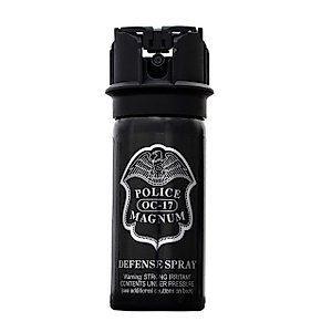 POLICE MAGNUM Black Pepper Spray Self Defense Safety Canister- Max Strength- 2oz Flip Top Stream