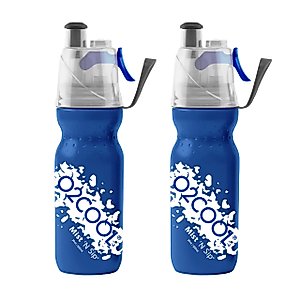O2COOL Mist 'N Sip Misting Water Bottle 2-in-1 Mist And Sip Function With No Leak ArcticSqueeze Pull Top Spout Sports Water Bottle Reusable Water Bottle - 20 oz - 2 PACK - Red
