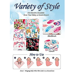 Newborn Receiving Blanket Headband Set - Unisex Soft Baby Swaddle Girl Boy Gifts