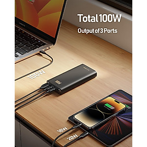 VEEKTOMX Power Bank Fast Charging, 65W 20000mAh Laptop Portable Charger USB C PD& QC 3.0 Battery Pack Compatible with iPhone 14/13/12/11 Pro Mini IPad Samsung Switch MacBook Dell XPS IPad