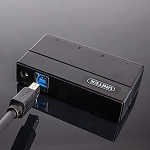 UNITEK Active USB Hub 4 Port 3.0 Gen 1 + Power Supply, SuperSpeed Data Hub Multiport Splitter for PC, Laptop, Keyboard, Mouse, Printer, iOS (Mac) + Windows Compatibility, Plug & Play Black
