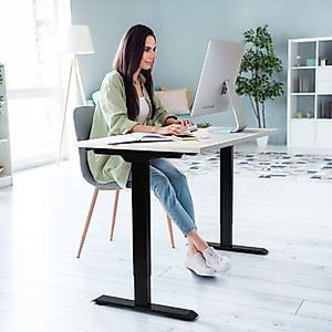 Progressive Desk Electric Compact Stand Up Office Home Desk, White Frame, Warm White MDF Tabletop, White Round Grommet Prime Ryzer 60" x 30"