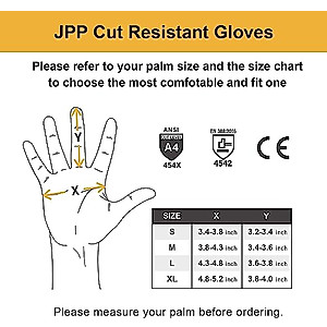 JPP Premium Cut Resistant Gloves, Cutting Proof CE Level 5 Protection, Food Grade Safe, Ambidextrous, 3D-Comfort Fit, Machine Washable, Dexterity, Lightweight, 1 Pair, Size 8, Medium