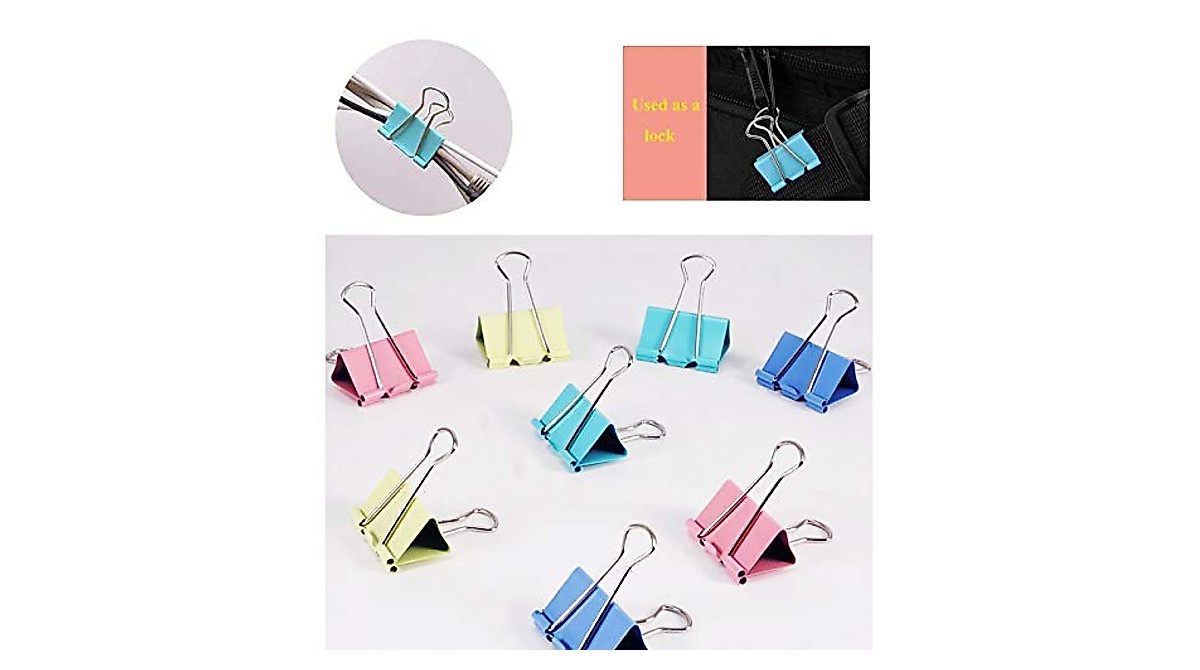 40 Colorful Medium Binder Clips for Office & Home Organization