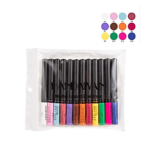 Emirde 12 colors Matte Colorful Liquid Eyeliner Set, Color Gel Eyeliner, Great Versatility Liquid Eyeliner, Waterproof High Pigmented Smudgeproof Long Lasting Makeup Eyeliner Pen