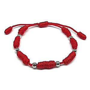 MYSTIC JEWELS by Dalia – Kabbalah Bracelet – 7 Knots of Red Thread with Balls – Unisex – Adjustable – Eye Protection – Good Luck
