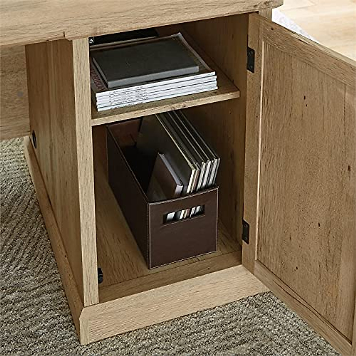Sauder Mason Peak 60" Engineered Wood Double Pedestal Desk in Prime Oak