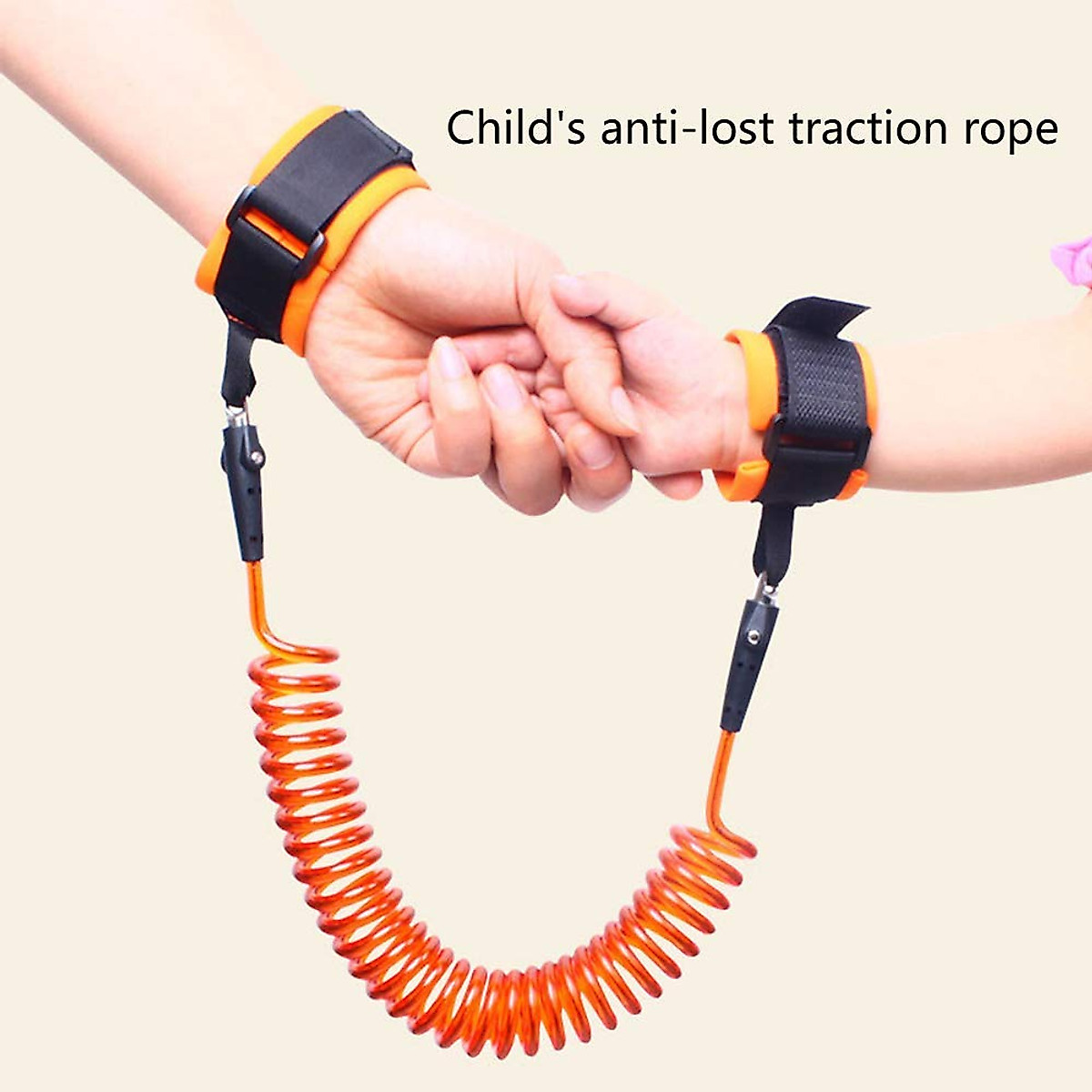 1 Pack Child Anti Lost Wrist Link，4.9ft(1.5M) Sturdy Flexible Safety Wristband Leash for Kids and Toddlers (Orange）2019