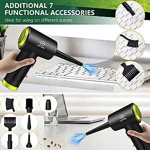 Compressed Air Duster, 3 Speeds Cordless Electric Air Duster with LED Light for Computer Keyboard Cleaning, Enhanced 100000 RPM Air Blower, 6000mAh Rechargeable Battery, New Generation Canned Airs