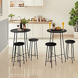 VECELO Round Bar Table, Classic Bistro Pub Furniture,Small Spaces Saving for Dining Room Breakfast,Coffee, Easy to Assemble, Black