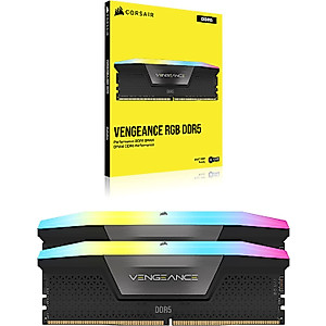 CORSAIR VENGEANCE RGB DDR5 RAM 32GB (2x16GB) 5600MHz CL36 Intel XMP iCUE Compatible Computer Memory - Black (CMH32GX5M2B5600C36K)