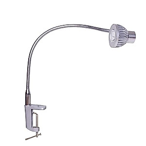 Hersi High Bright 5w 35‘’Long Flexible Arm Desk Lamp Metal Architect LED Task Light with Clamp, Adjustable Folding Twin-Arm Clip-on Table Lamp,Black for Home Office (Silver)