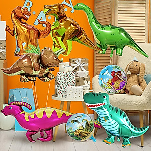 8 Pieces Dinosaur Balloons 46 Inch Dino Foil Balloons Dinosaur Birthday Party Mylar Helium Balloons for Kids Birthday Baby Shower Jungle Dinosaur Theme Party Decorations Supplies