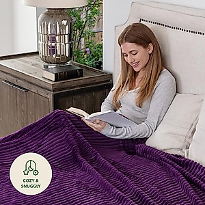 GO Fleece Blanket Purple Throw Blanket King Size - 270GSM Warm Comfy, Super Soft & Plush Throw for Bed, Couch, Sofa – Fluffy Lightweight Cozy Fuzzy Blankets for Women, Men, Kids (90”X108”)