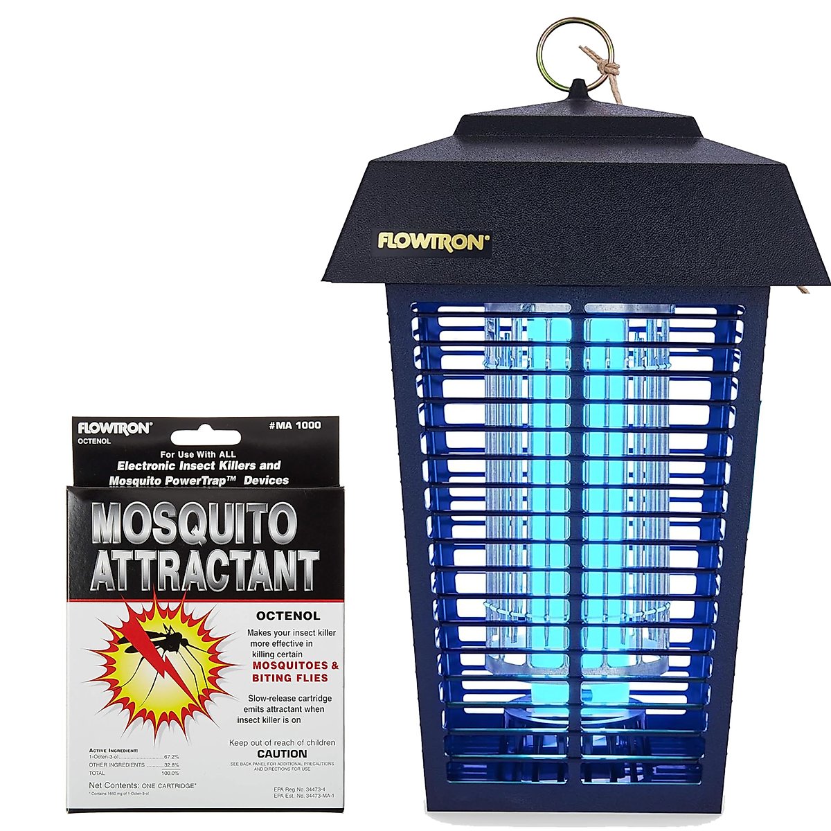 Flowtron Bug Zapper, 1 Acre of Outdoor Coverage with Powerful 40W Bulb & 5600V Instant Killing Grid with Mosquito Attractant Cartridge
