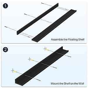 HOOBRO Floating Shelves, Wall Shelf Set of 3, 35.4 Inches Hanging Shelf with Raised Edge and Invisible Brackets, for Bathroom, Bedroom, Kitchen, Office, Living Room Decor, Black BK90BJ01