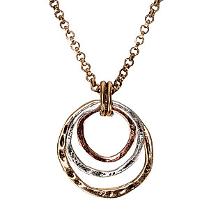 SPUNKYsoul 3 Circle Handmade Necklace for Women (3-Toned with Gold Chain)