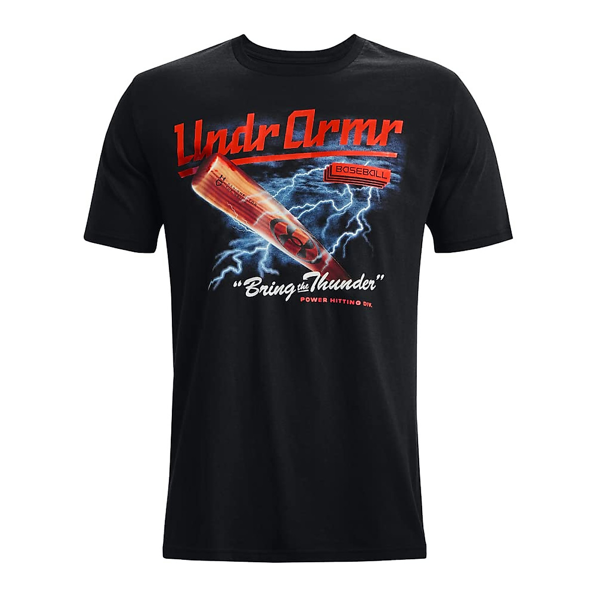 Under Armour Men's Lightning Script Baseball Short Sleeve T-Shirt, (001) Black / / White, X-Large