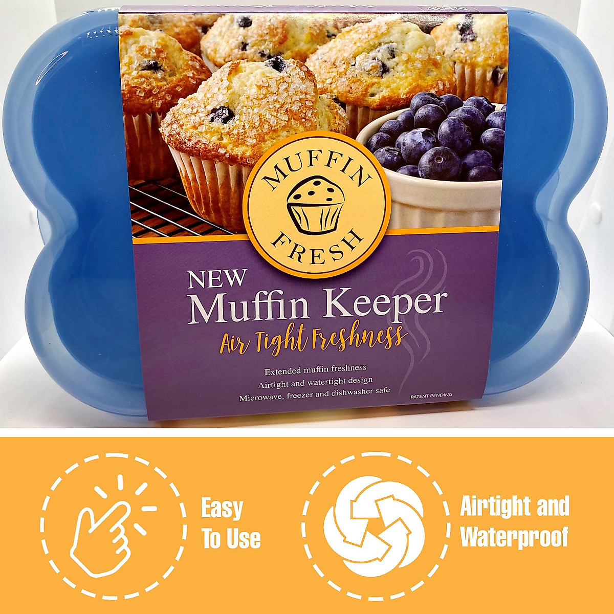 Touch Up Cup Muffin Fresh Storage Container Holder with Lid, Airtight and Reusable, BPA-Free, As Seen On Shark Tank Products, Pack of 2, Holds 12 Fresh Muffins