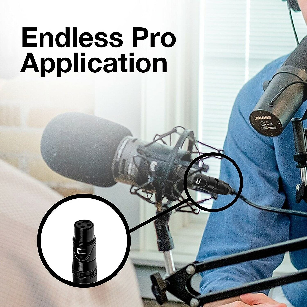 Balanced XLR Cable Female to Right Angle 1/4" TRS - 20 Feet Black - Pro 3-Pin Microphone Connector for Powered Speakers, Audio Interface or Mixer for Live Performance & Recording