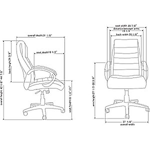Lorell Deluxe High-Back Leather Chair, 44.5" x 27.8" x 32", Black