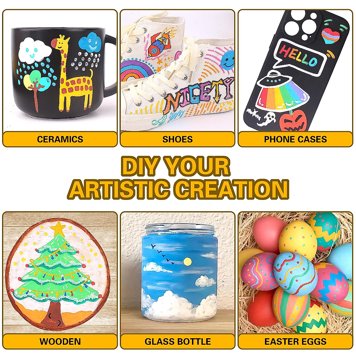 NICETY 58 Colors Acrylic Paint Pens Paint Markers, 3mm Medium Tip Point Acrylic Paint Pens for Rock Painting, Canvas, Wood, Ceramic, Glass, Stone, Fabric, DIY Crafts & Art Supplies