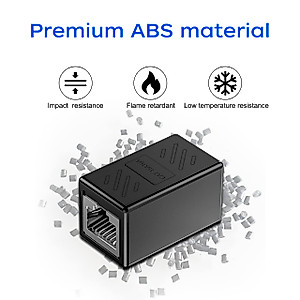 QINGLER RJ45 Cat6 Coupler Ethernet Extender Connector, 10 Pack in line Coupler Cat7 Cat6 Cat5e Cat5 Ethernet Cable Extender Female to Female Black