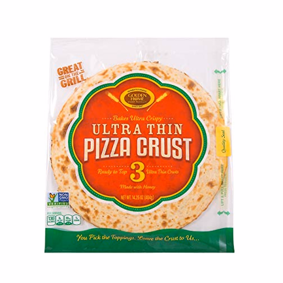 Golden Home Bakery Products Ultra Thin Pizza Crust, 12" (3 Pack)