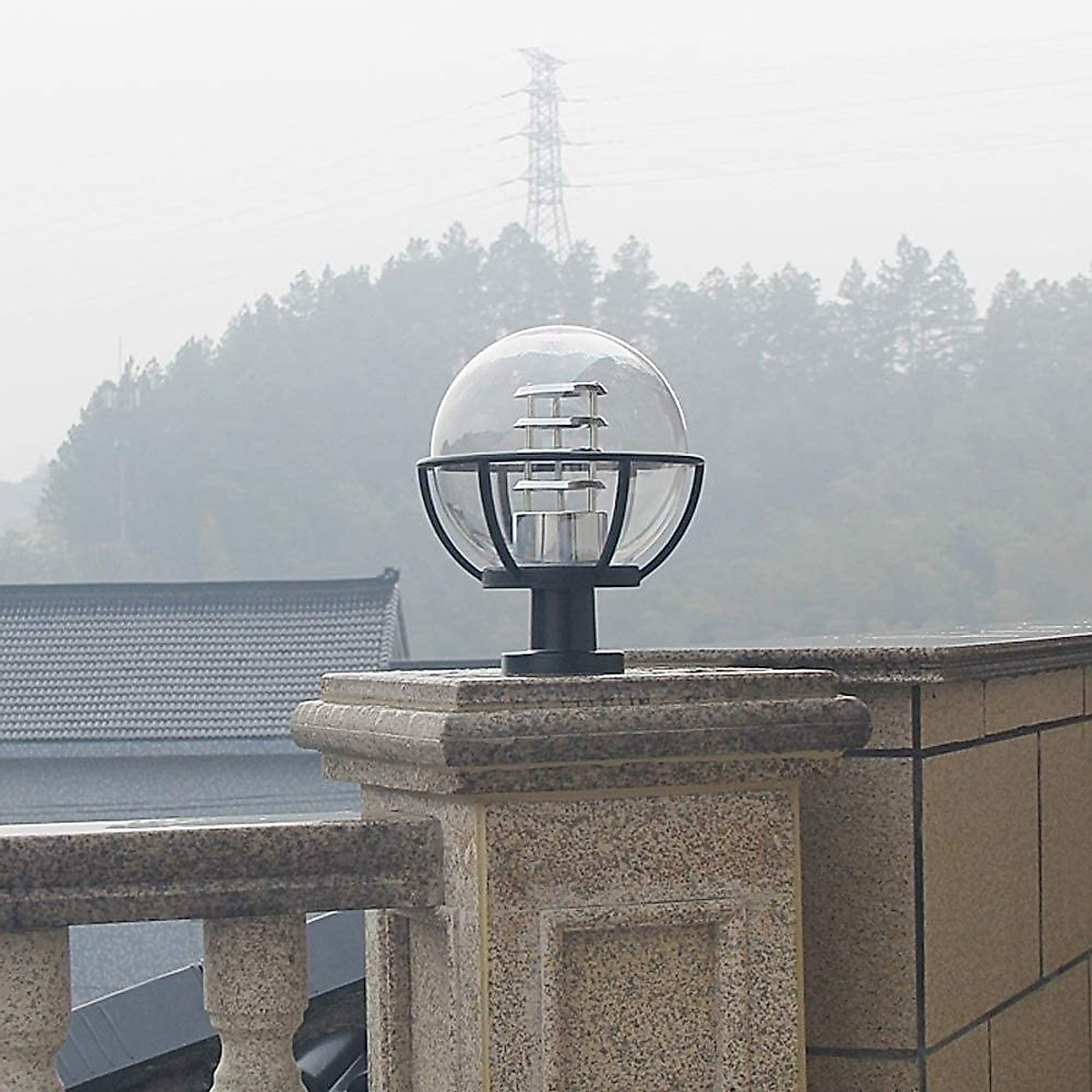 XMFXIAO Waterproof Transparent Ball Door Pillar Lamp Outdoor Home Wall Pillar Lamp Stone Column Door Lamp IP55 Transparent Railing Lamp Garden Villa Lamp Garden Landscape Lamp