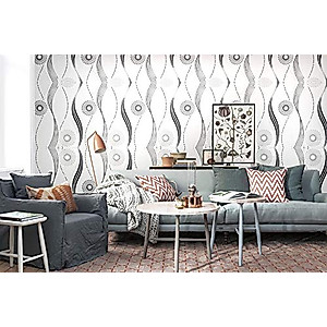 HOYOYO Black Striped Peel and Stick Shelf Liner Paper, Self-Adhesive Covering Geometry Modern Design for Drawer Cabinets Furniture Surface Living Room Wall Art Decor 17.8 x 118 inch