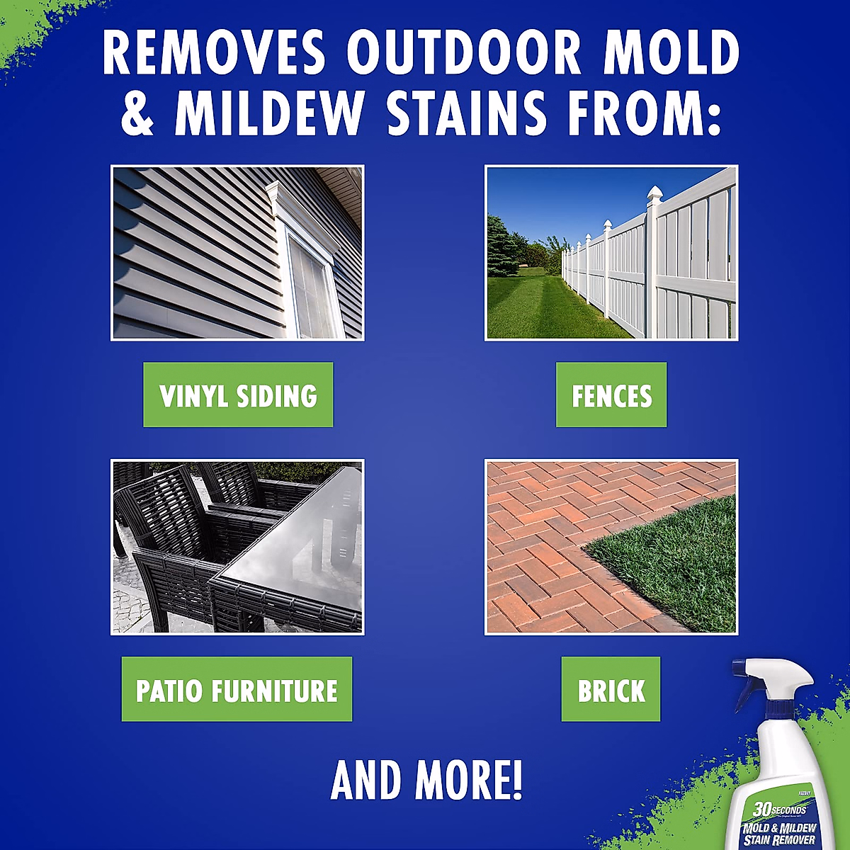 30 SECONDS Mold & Mildew Stain Remover Spray- Indoor & Outdoor Use